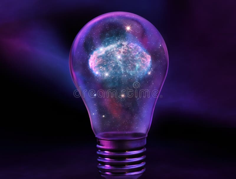 Cosmic light bulb stock photo. Image of creativity, nebula - 255236500