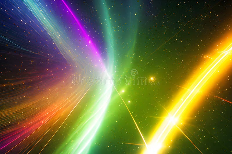 Cosmic Light Rays with Stunning Colors and Stars Generated by Ai Stock ...