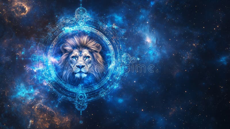 Cosmic Lion Zodiac Sign in Space Stock Illustration - Illustration of ...