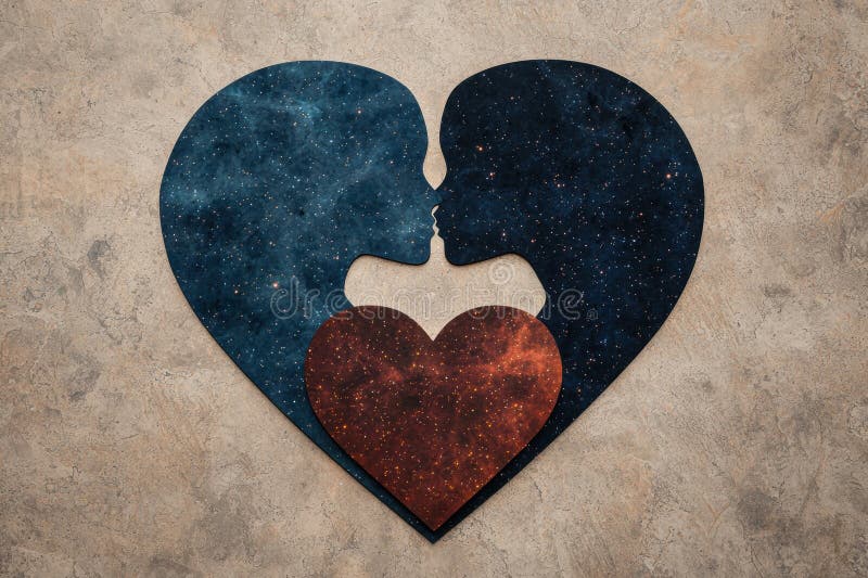 Cosmic Love Connection Silhouette Stock Illustration - Illustration of ...