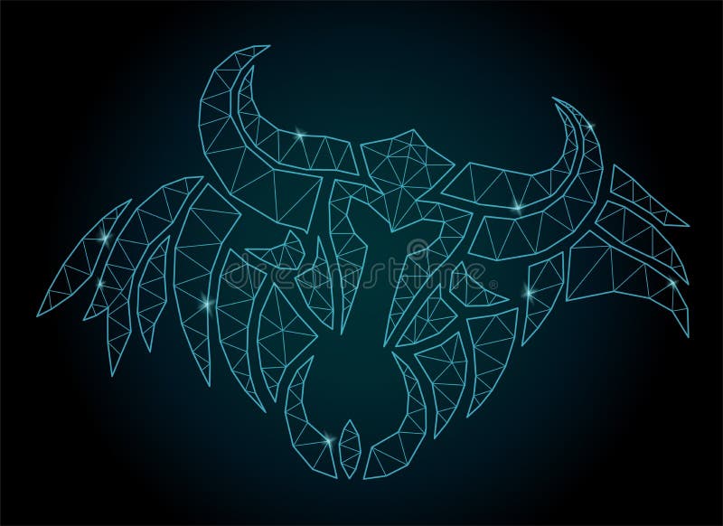 Cosmic Low Poly Art with Blue Shiny Viking Warrior Stock Illustration ...