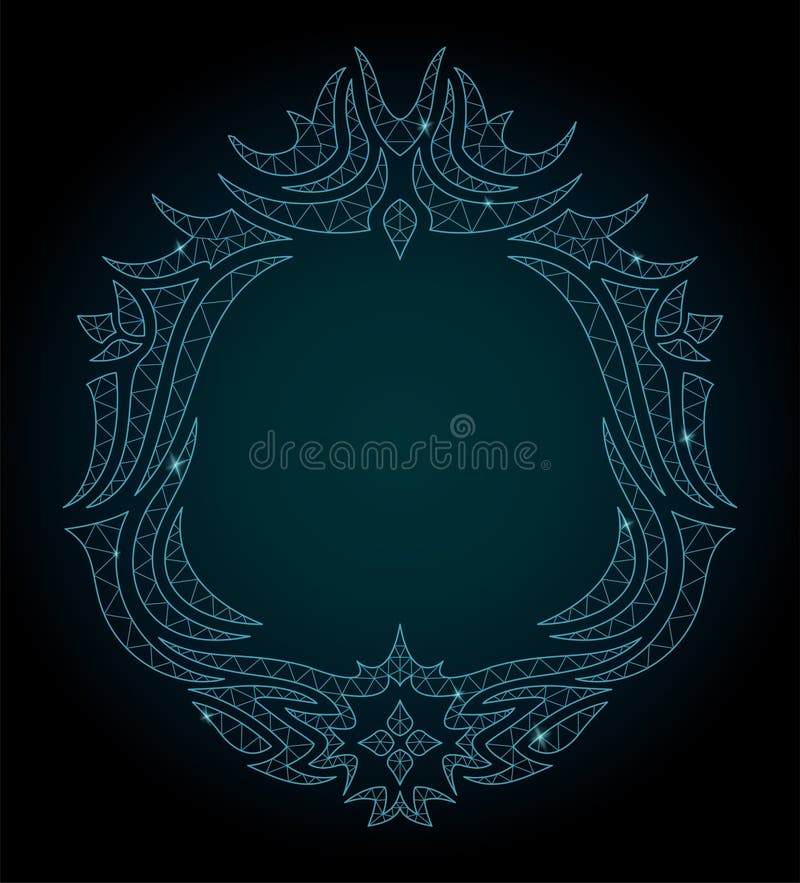 Cosmic Low Poly Art with Blue Shiny Vintage Frame Stock Vector ...
