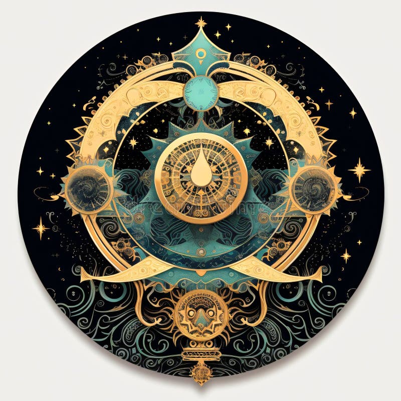 A Cosmic Mandala of Intricate Geometric Patterns Stock Illustration ...