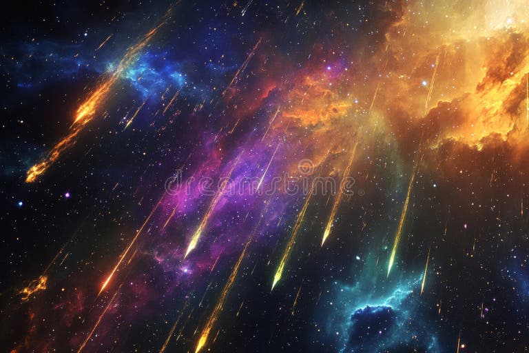 Cosmic Meteor Shower, a Stunning Space Display Stock Illustration ...