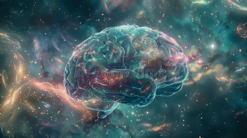 Cosmic Mind: Abstract Human Brain in Universe Background Stock ...