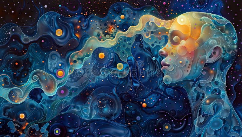 Cosmic Mind: Abstract Portrait with Space Elements, Generative Ai Stock ...