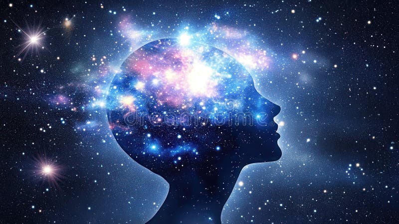 Cosmic Mind Human Silhouette Encapsulating Nebula, Exploring ...