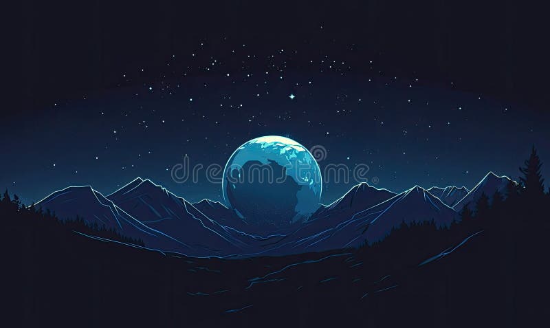 Night Sky Mountainscape stock illustration. Illustration of vector ...