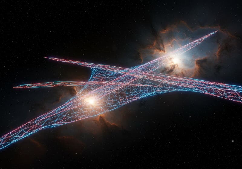 Cosmic Nebula with Blue and Pink Energy Trails Stock Illustration ...