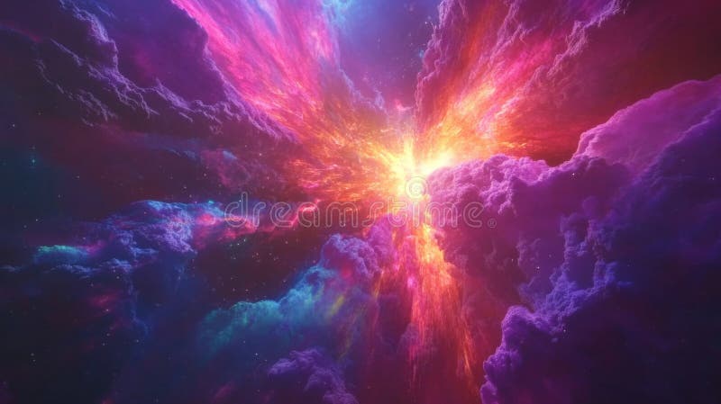 Cosmic Nebula Explosion Vibrant Colors Stellar Burst Stock Illustration ...
