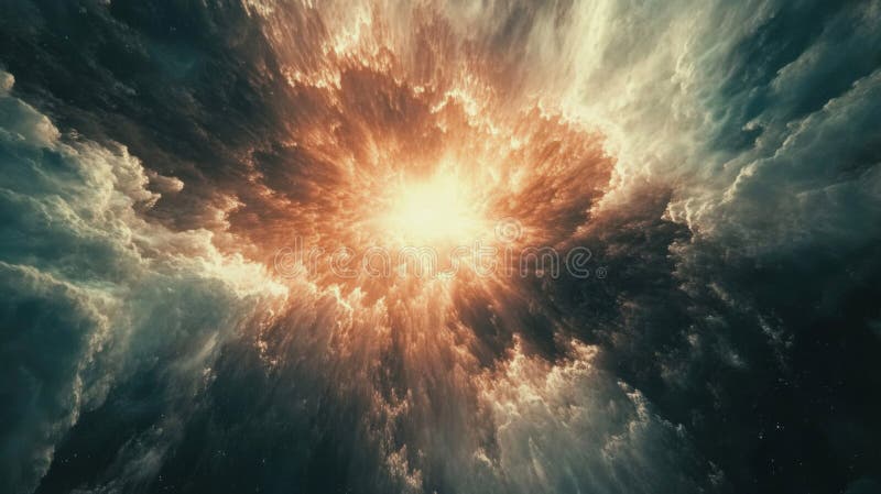 Cosmic Nebula Explosion with Vibrant Orange and Blue Hues Stock ...
