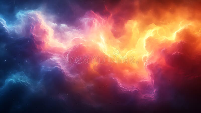 Cosmic Nebula Fiery, Blue Cloudscape, Stellar Background, Abstract Art ...