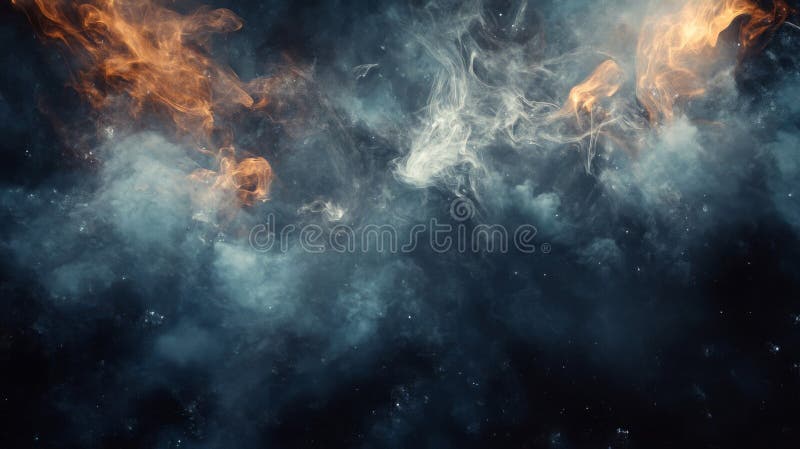 Cosmic Nebula: a Fiery Blue and Orange Space Scene Stock Illustration - Illustration of clouds ...