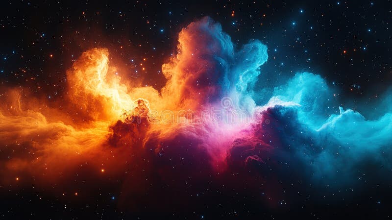Cosmic Nebula, Fiery and Icy Clouds Collide, Stellar Background, Space ...