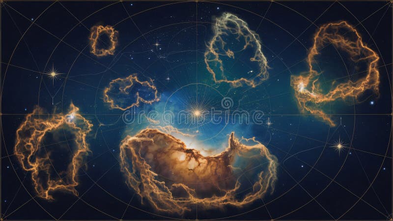 Cosmic Nebula Map, Celestial Chart of Stardust and Good Resolution ...