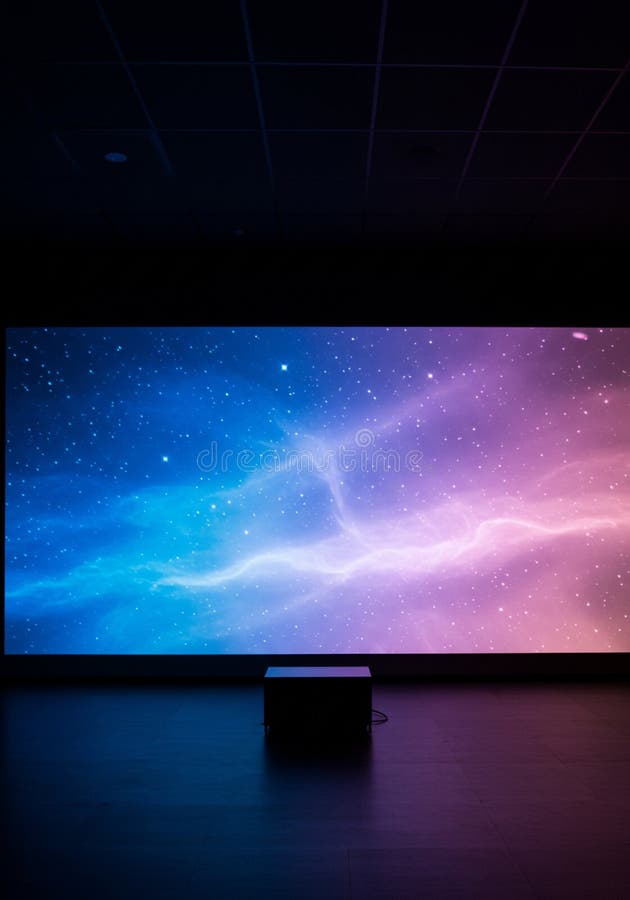 Cosmic Nebula Projection on Large Screen in Dark Room Stock ...