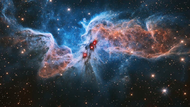 Cosmic Nebula with Two Red Stars Stock Illustration - Illustration of ...