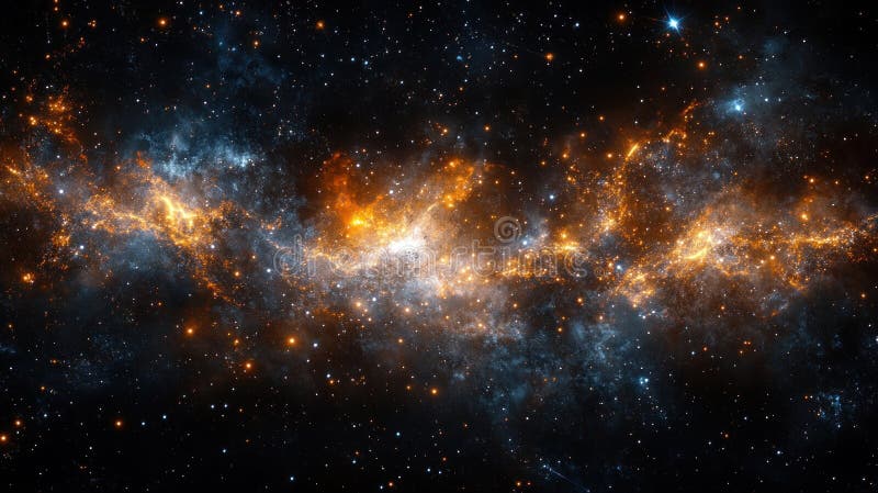 Cosmic Nebula, Vibrant Orange and Blue Celestial Clouds, Scattered ...