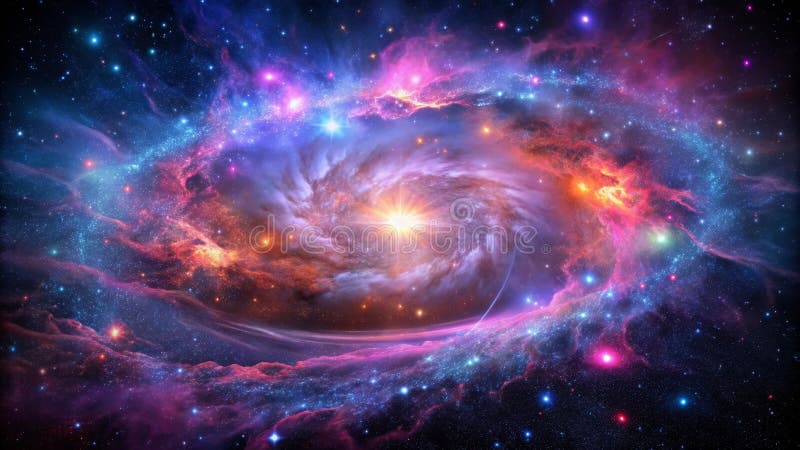 Cosmic Nebula a Vibrant Spiral Galaxy with Stellar Dust and Radiant ...