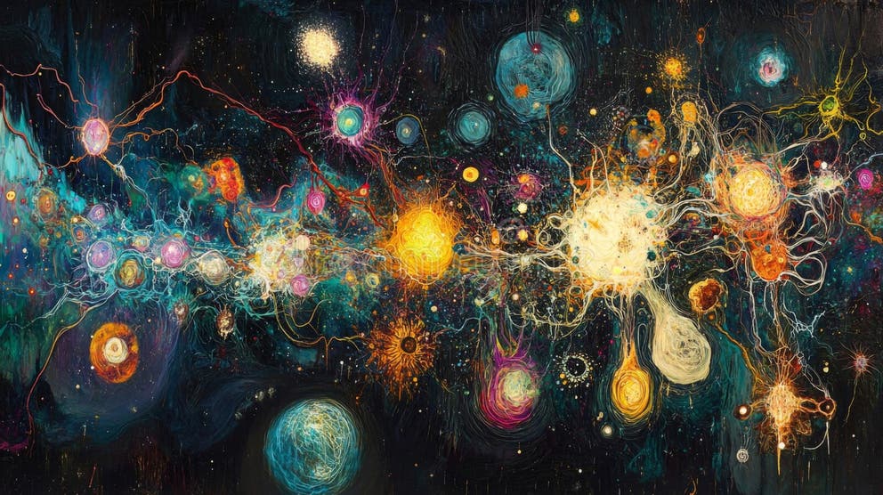 Cosmic Nebulae Intertwined Celestial Dance Stock Illustration ...