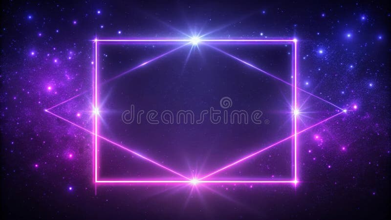 Cosmic Neon Square Frame with Glowing Lines and Stars. Generative AI ...