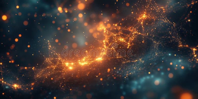 Cosmic Network Glowing Particles Light Trails Dark Space Stock Photos ...