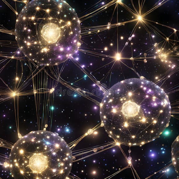 Cosmic Neural Network Visualization Stock Photo - Image of purple ...