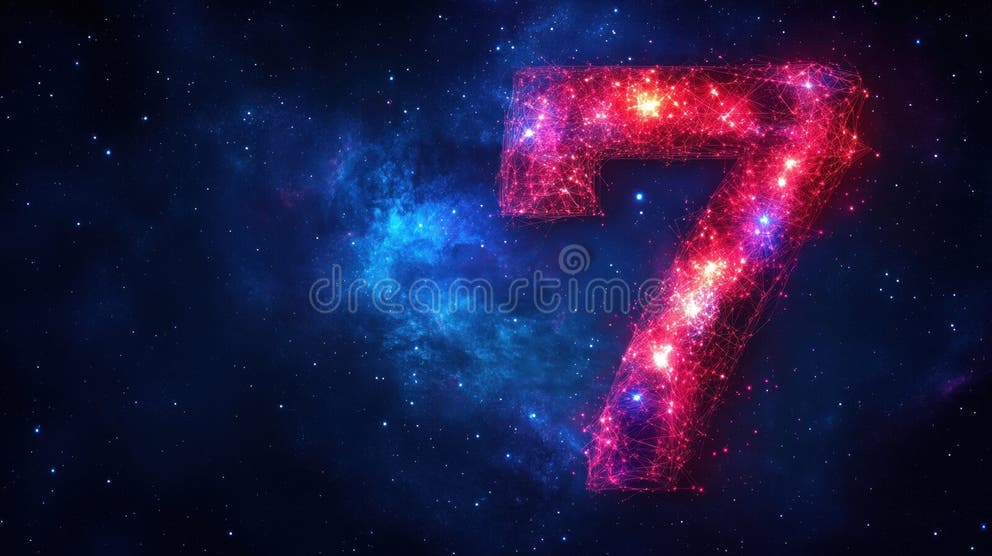 Cosmic Number Seven in Space Stock Illustration - Illustration of seven ...