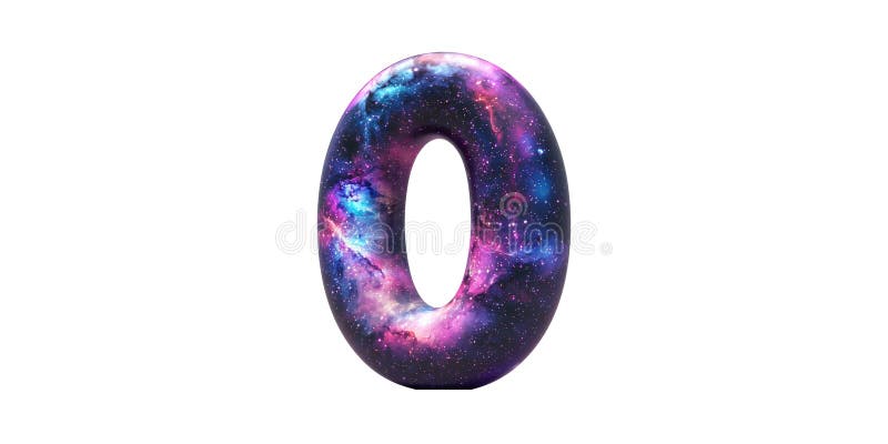 Cosmic Number Zero with Galaxy Texture. Space-Themed Numerical Design ...