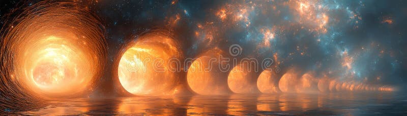 Cosmic Observatory with Glowing Orbs and Swirling Galaxies Creates ...