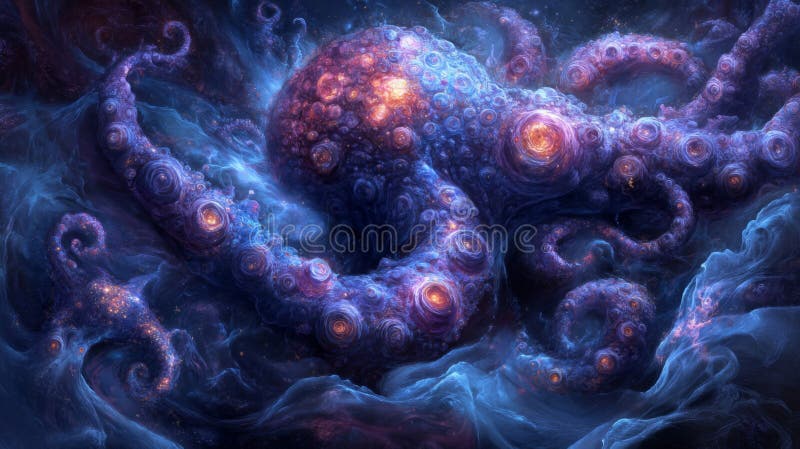 Cosmic Octopus in a Nebula: Glowing Tentacles and Celestial Details ...