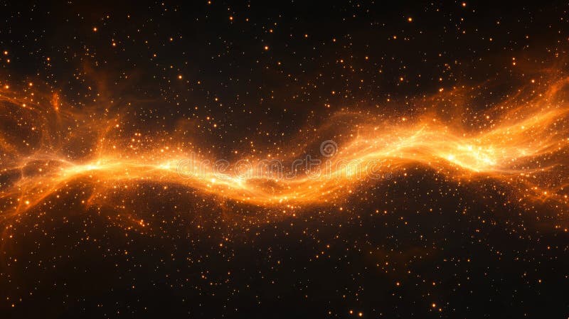 Cosmic Orange Nebula with Scattered Stars Stock Illustration ...
