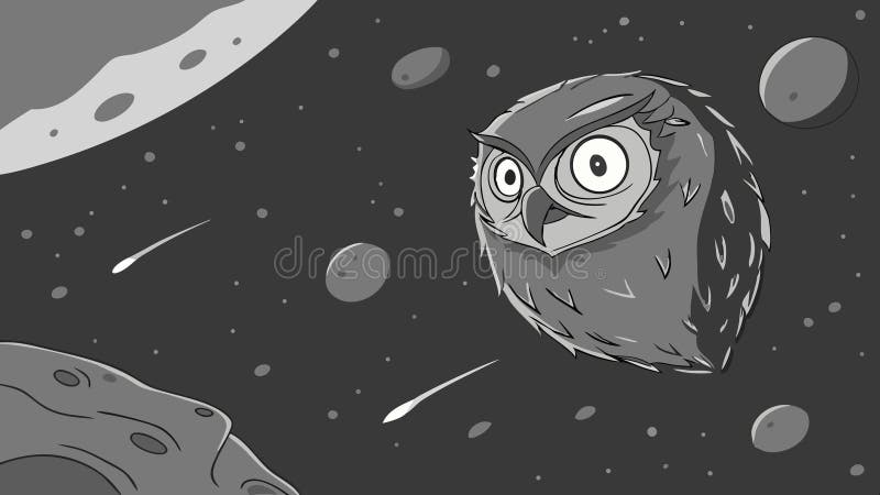 Cosmic Owl Floating in Space with Stars Illustration Vector Design ...