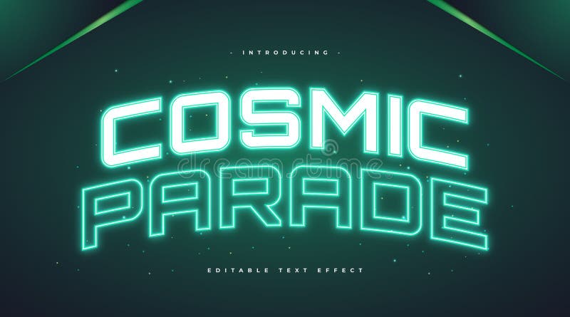 Cosmic Parade Text with Glowing Green Neon Effect Stock Vector ...
