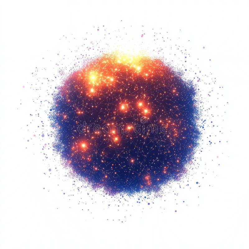 Cosmic Particles Forming a Glowing Network of Constellations, Low Poly ...
