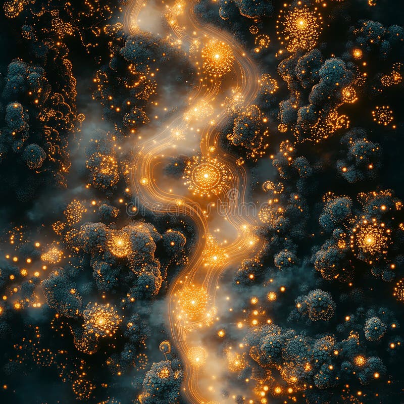 Cosmic Pathway through Stellar Clouds and Light Stock Illustration ...