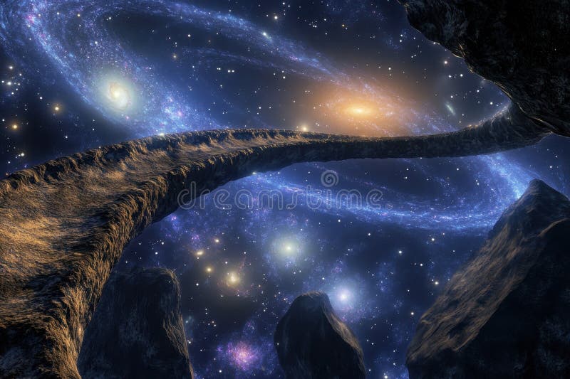 Cosmic Pathway Stretches through Stars and Galaxies in Deep Space Stock ...
