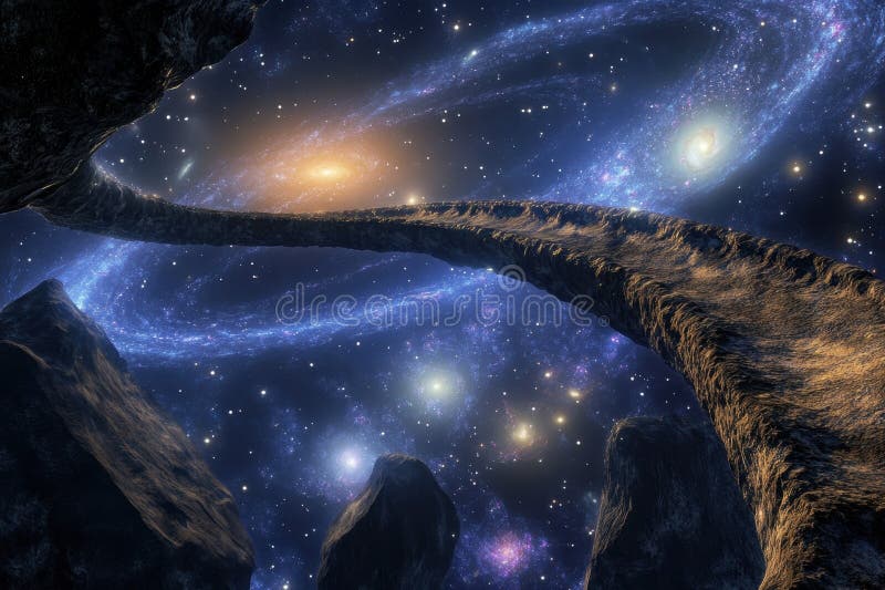 Cosmic Pathway Stretches through Stars and Galaxies in Deep Space Stock ...