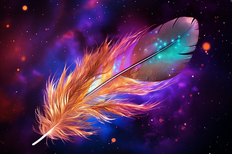 Cosmic Phoenix Feather Fantasy Sky Night Gazing Stock Illustration ...