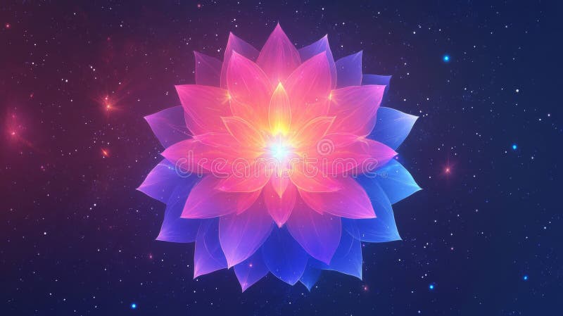 Cosmic Pink Blue Flower in Starry Galaxy Background Stock Illustration ...