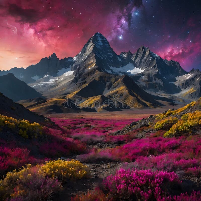 Cosmic Pinnacles: an Expedition through the Elysium Ranges Stock Image ...