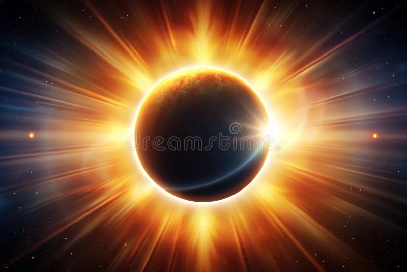 Cosmic Planet Eclipse in Radiating Light Stock Illustration ...
