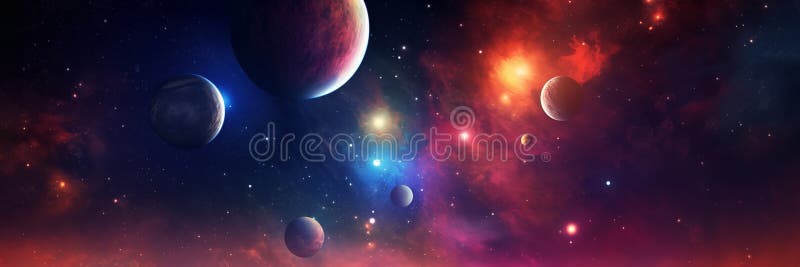 Cosmic Planets Against Backdrop of Vibrant Nebula and Sparkling Stars ...