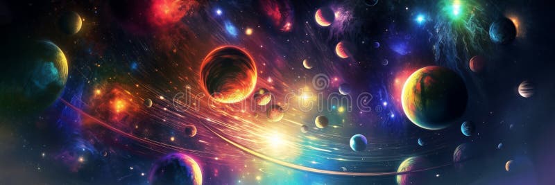 Cosmic Planets Against Backdrop of Vibrant Nebula and Sparkling Stars ...
