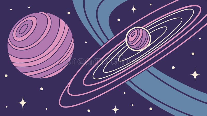 Cosmic Planets and Orbits, Space Exploration Art, Vector Design ...