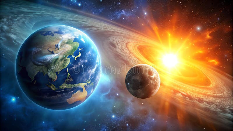 Cosmic Playground: Earth and Sun in a Dynamic Interaction AI Generated ...
