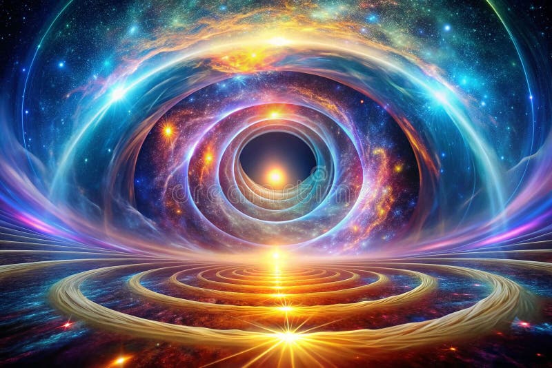 Cosmic Portal, Swirling Nebulae, Space, Light Rays Stock Illustration ...