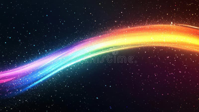 Cosmic Rainbow, a Curving Trail of Color through the Starry Void Stock ...