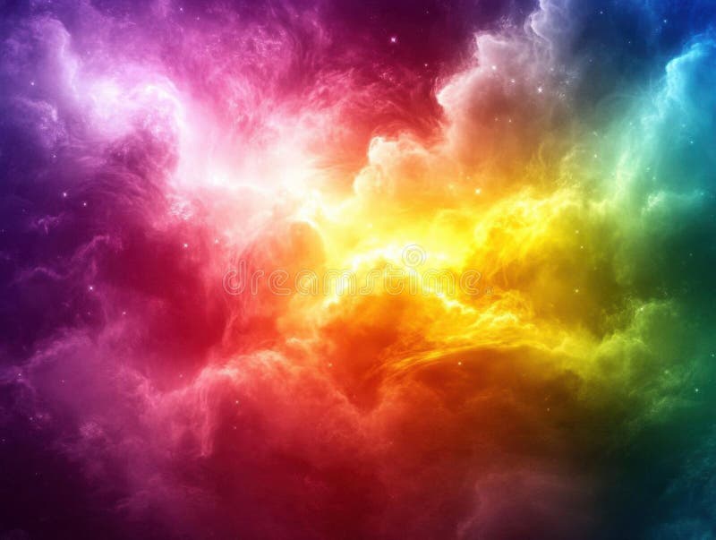 Cosmic Rainbow Nebula, Celestial Colorscape Stock Illustration ...