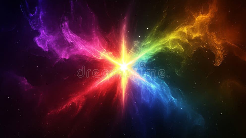 Cosmic Rainbow Nebula Stellar Explosion Energy Burst Stock Illustration ...